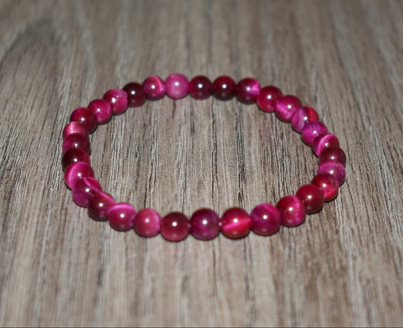 6mm Magenta Tiger Eye Bracelet Women Bracelet for Healing | Etsy