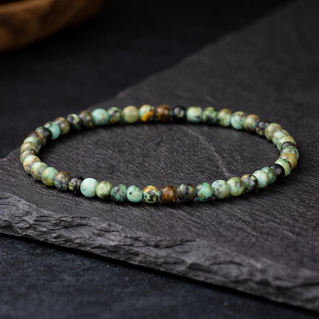 4mm African Turquoise Jasper Bracelet, Personal Growth Gemstone Jewelry ...
