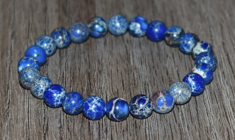 8mm Blue Sea Sediment Jasper Bracelet Imperial Jasper - Etsy
