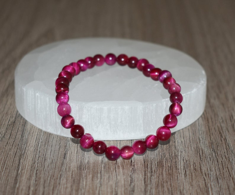 6mm Magenta Tiger Eye Bracelet Women Bracelet for Healing | Etsy