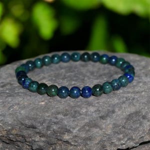Azurite Malachite Beaded Bracelet 6mm, Natural Crystal Jewelry, Gift - Etsy