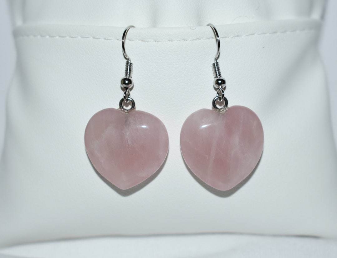 Natural Rose Quartz Earrings, Rose Quartz Jewelry, Love Earrings, Gift ...