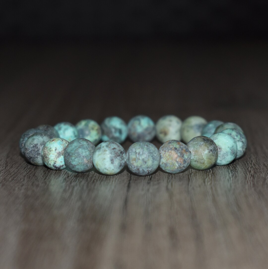 10mm Turquoise Bracelet, Matte African Turquoise Jasper Bracelet ...