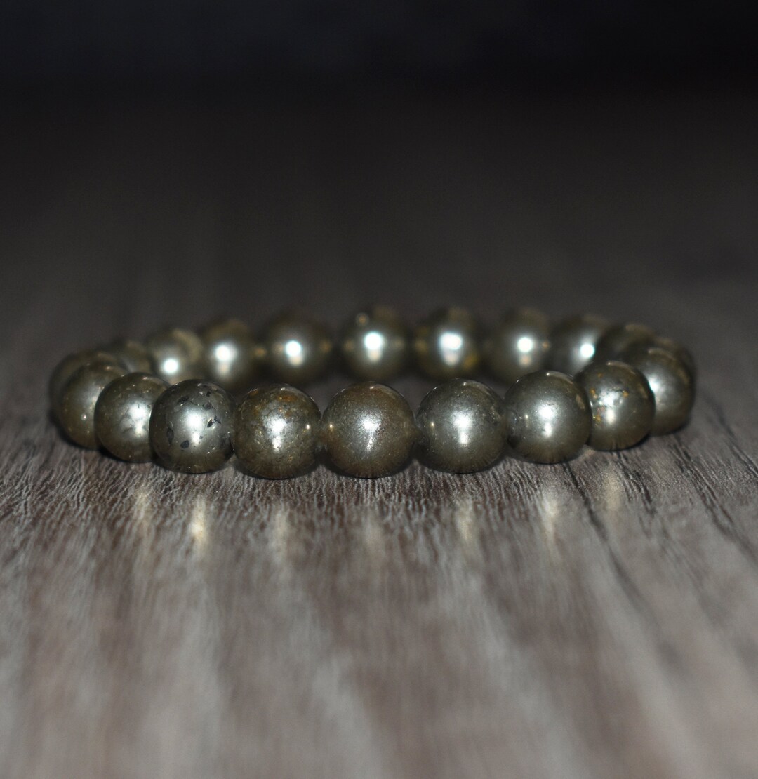 10mm Pyrite Bracelet, Pyrite Jewelry, Unisex Bracelet, Gemstone ...