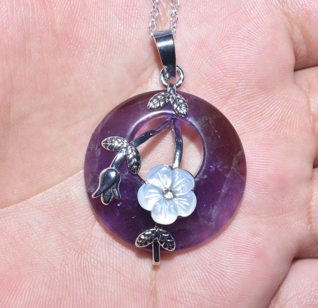 Natural Amethyst Necklace, Amethyst Pendant Necklace for Women, Purple ...