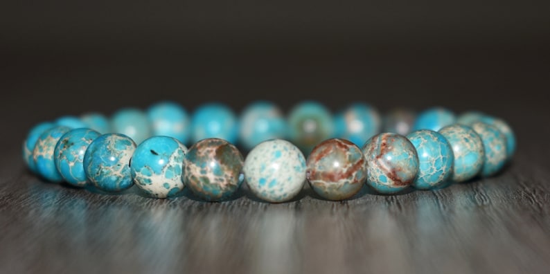 8mm Turquoise Sea Sediment Jasper Bracelet Turquoise Jasper - Etsy
