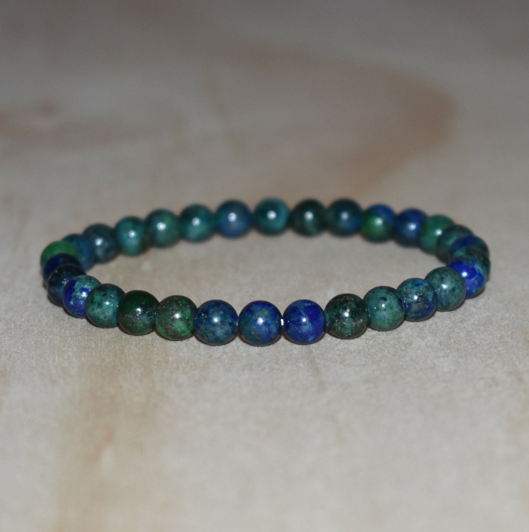 6mm Azurite Bracelet, 6mm Natural Malachite Bracelet, Chrysocolla ...