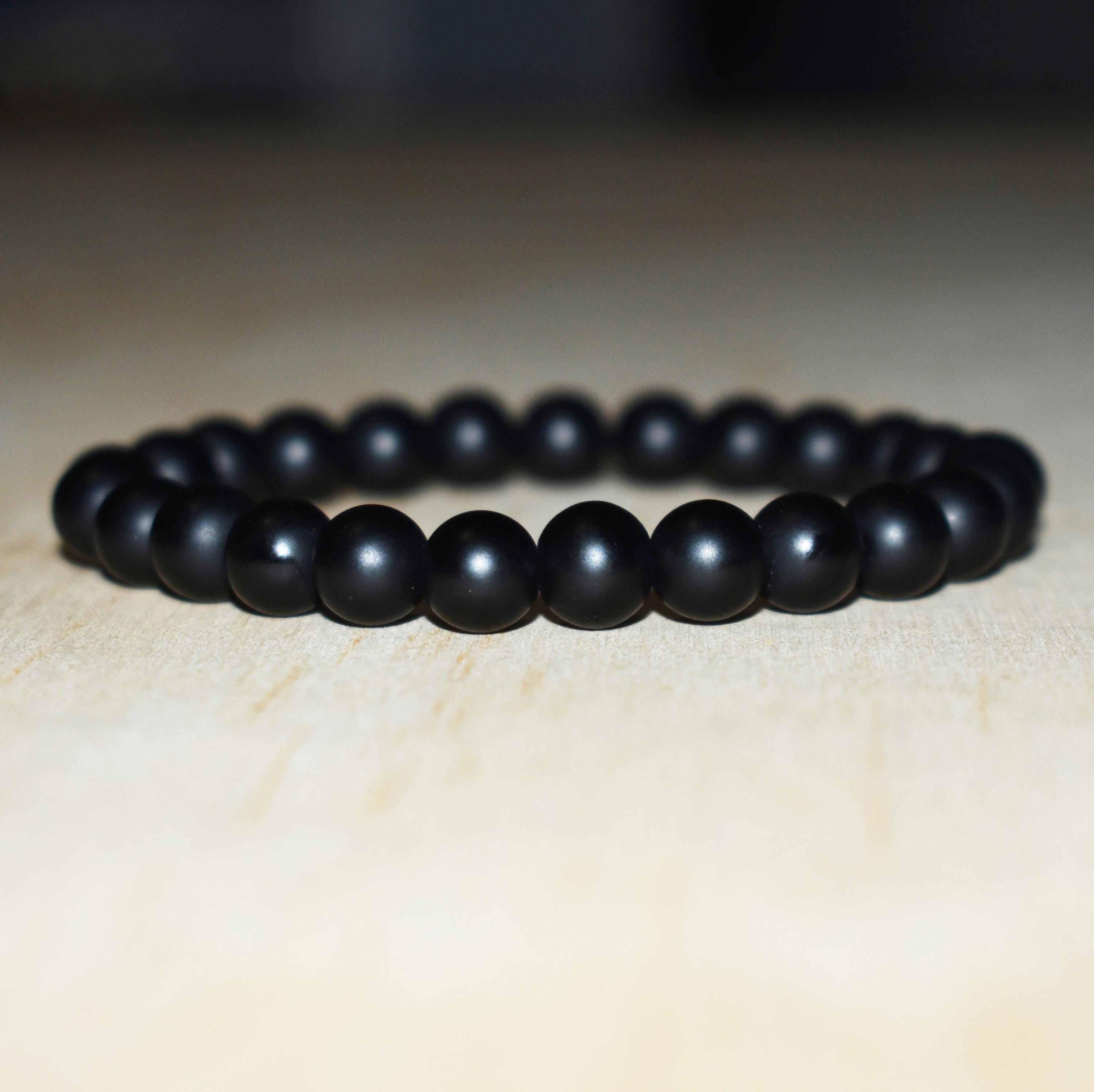 8mm Matte Black Onyx Bracelet, Gemstone Beaded Jewelry - Etsy