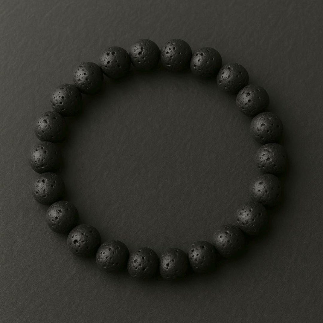 Lava Stone Bracelet for Men • Bold Earthy Stretch Beaded Bracelet - Etsy