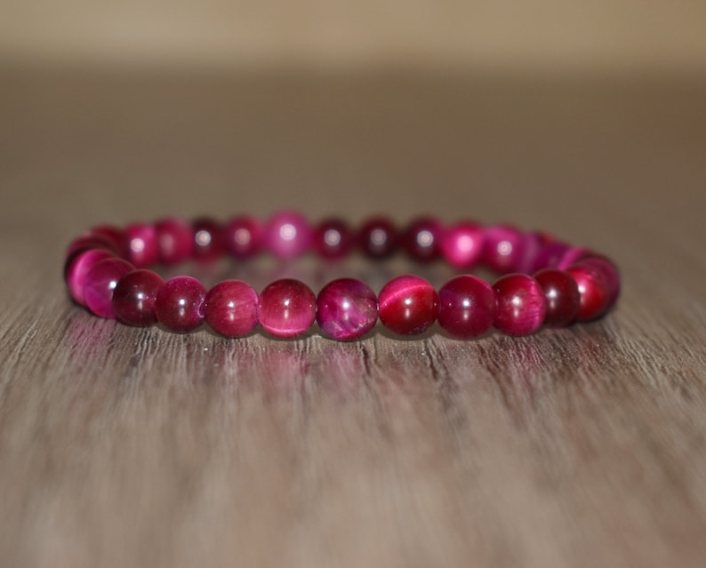 6mm Magenta Tiger Eye Bracelet Women Bracelet for Healing - Etsy