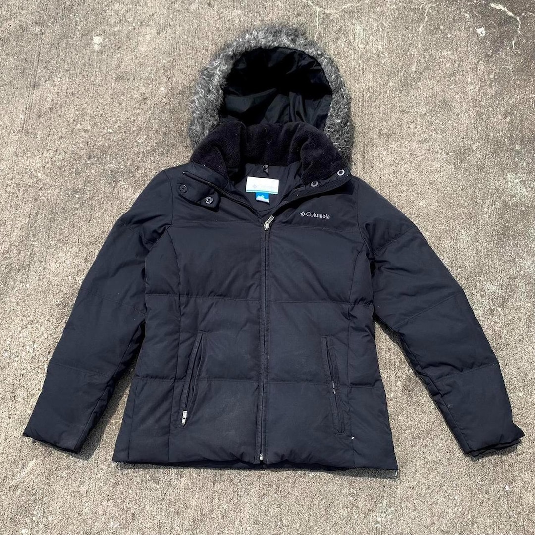 Columbia Black Puffer Jacket Coat Fur Hood Women's Small - Etsy