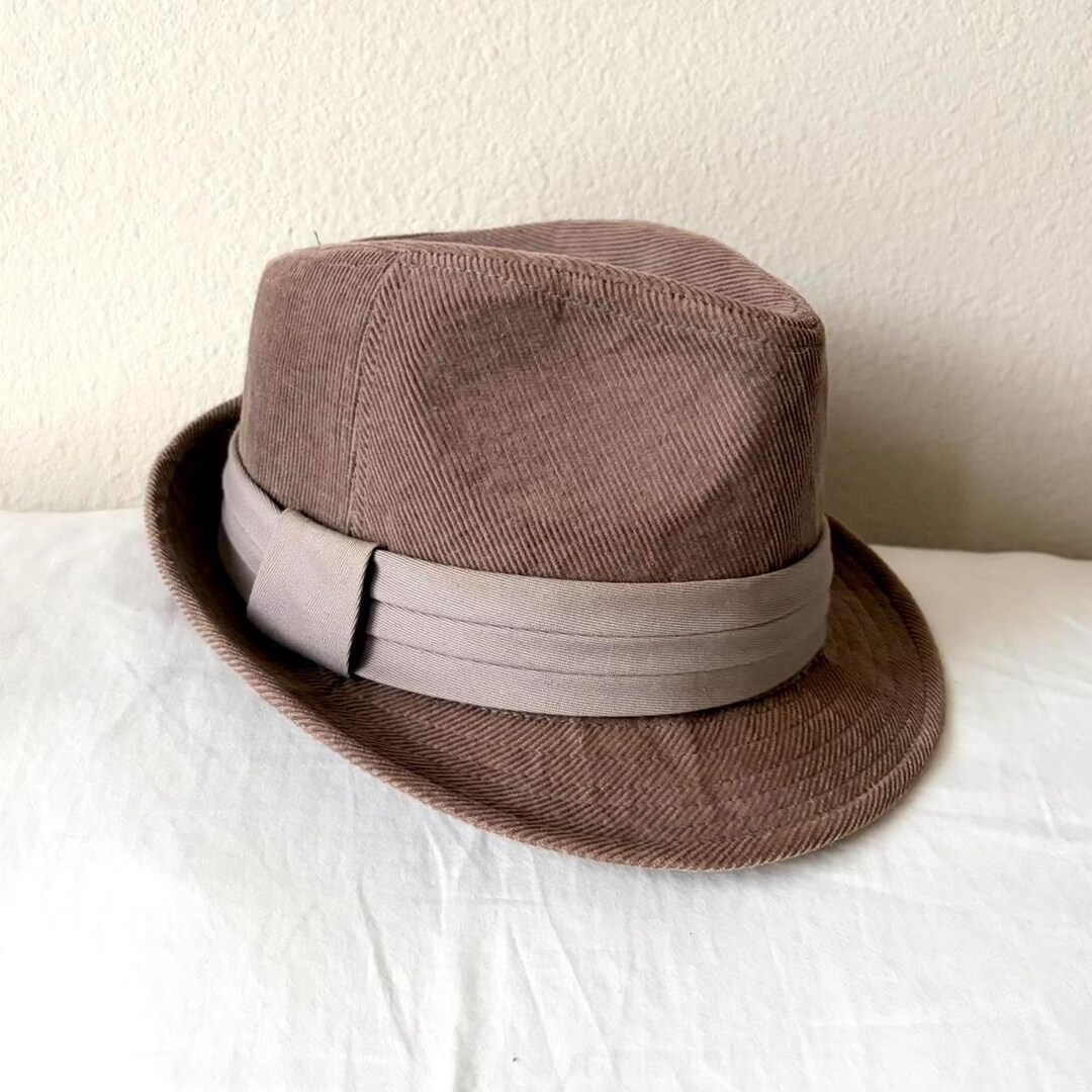 L.E.I. Vintage Brown-gray Corduroy Fedora Hat - Y2k 2000s - Women's One ...