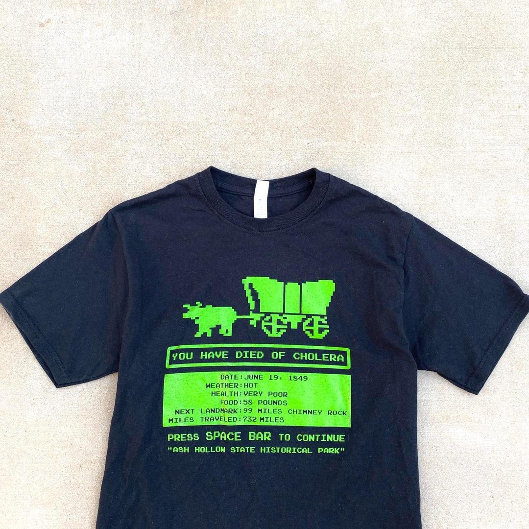 Y2k Oregon Trail Video Game Funny Died of Cholera Tee Shirt Men's Small ...