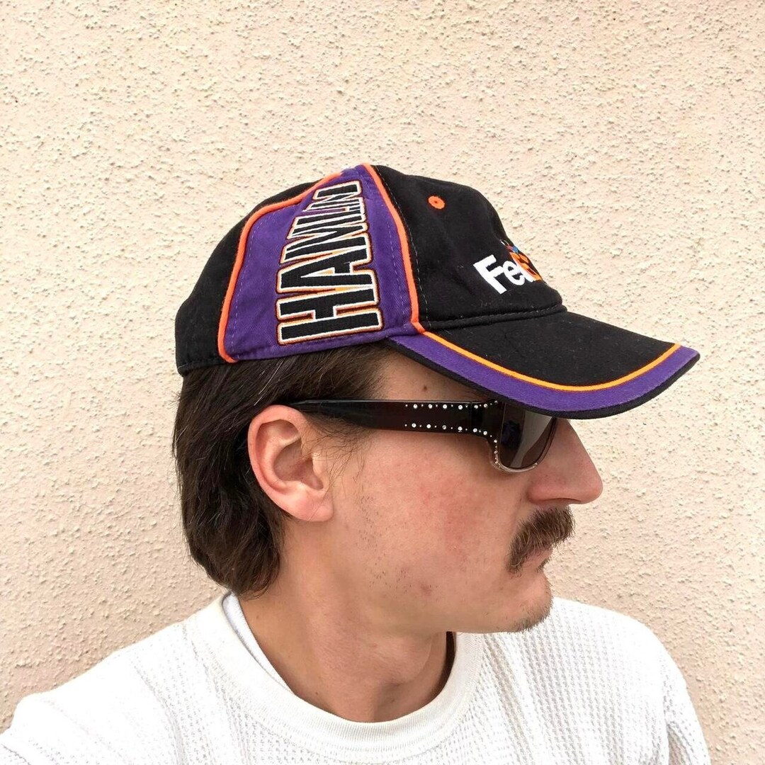 NASCAR Fedex Racing Purple Black HAMLIN Strap Back Hat - Etsy