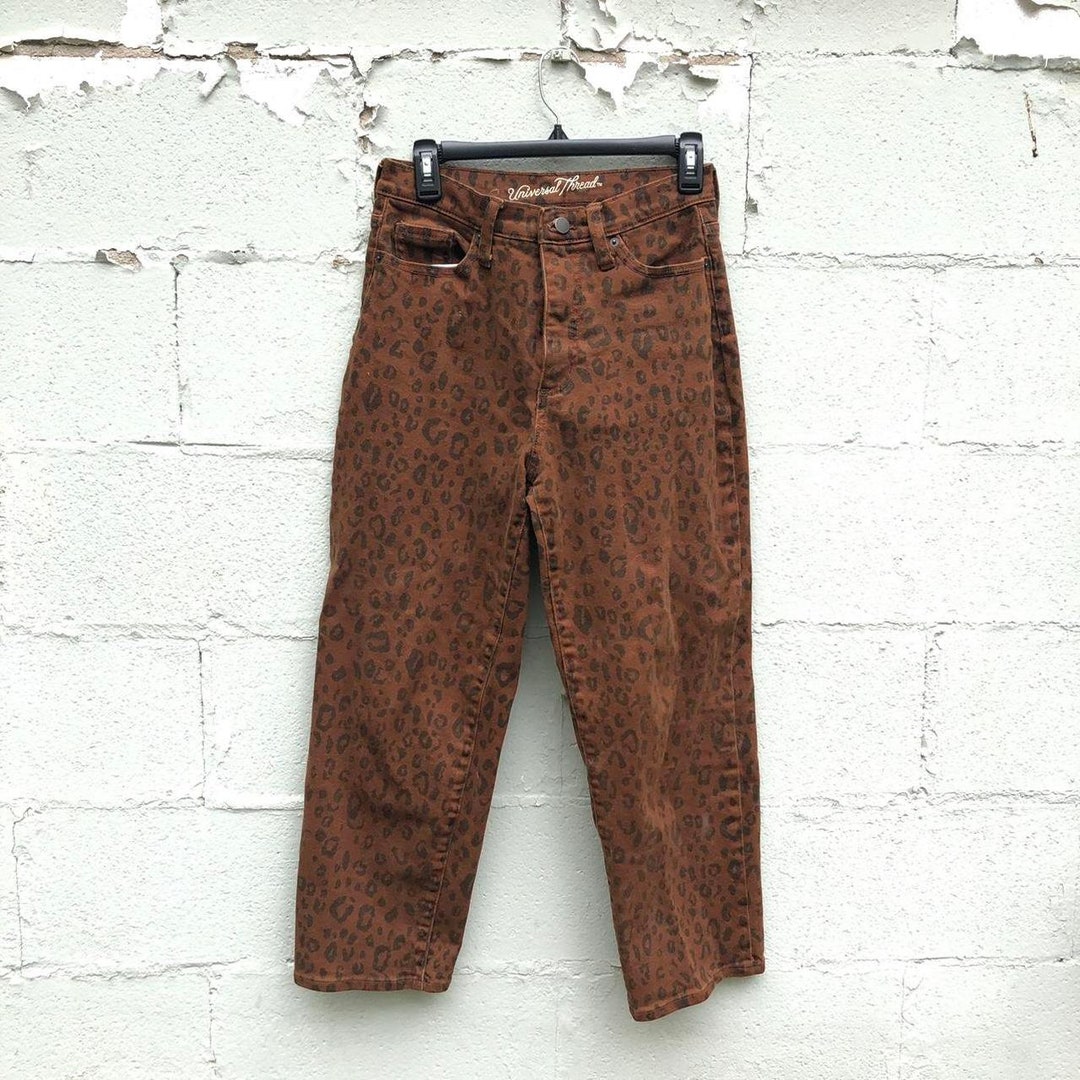 Universal Thread Brown Leopard Cheetah Print High Rise Jeans - Etsy