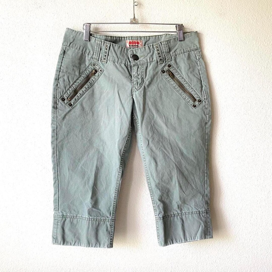 No Boundaries Low Rise Green Studded Capri Khaki Pants Y2k 2000s Women ...