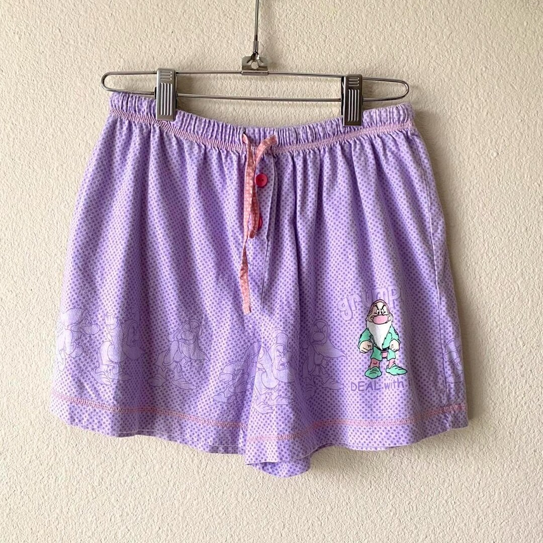 Grumpy Dwarf Snow White Y2k 2000s Purple Pajamas Shorts Bottoms Women's ...