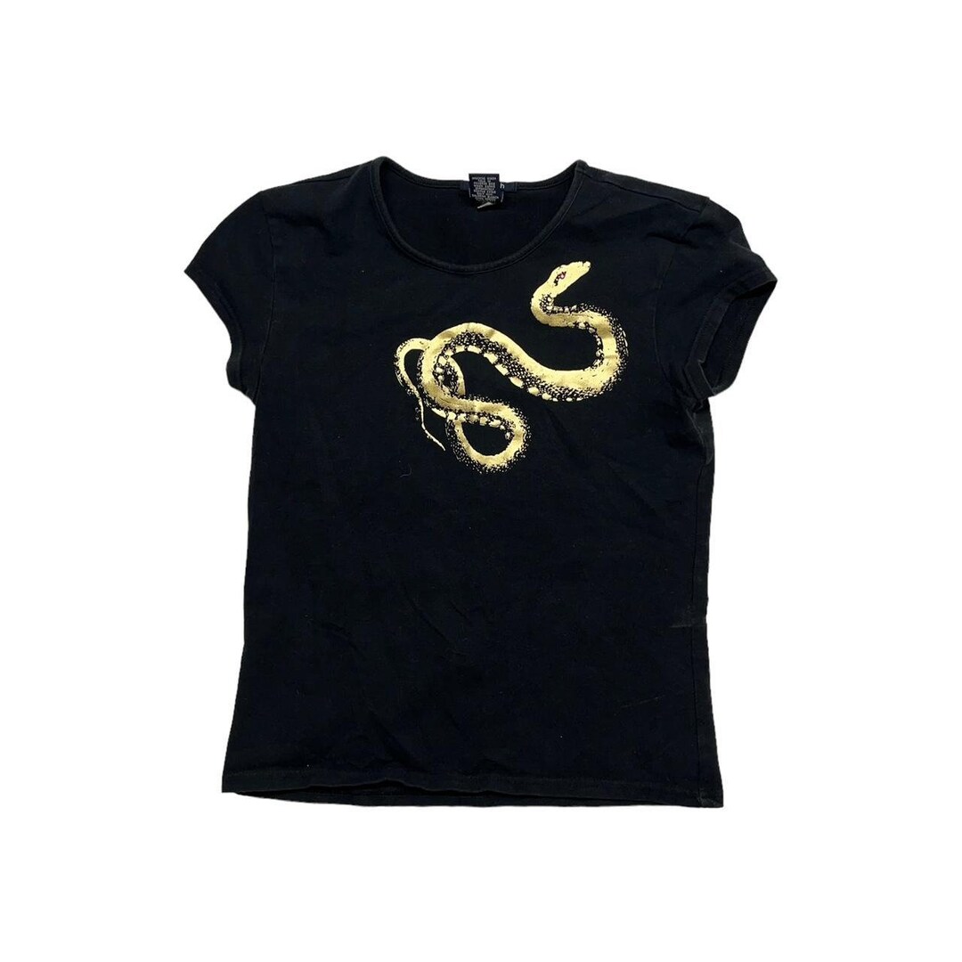 GAP Y2k 2000s Black Gold Snake Print Shiny Graphic Tee Shirt - Etsy