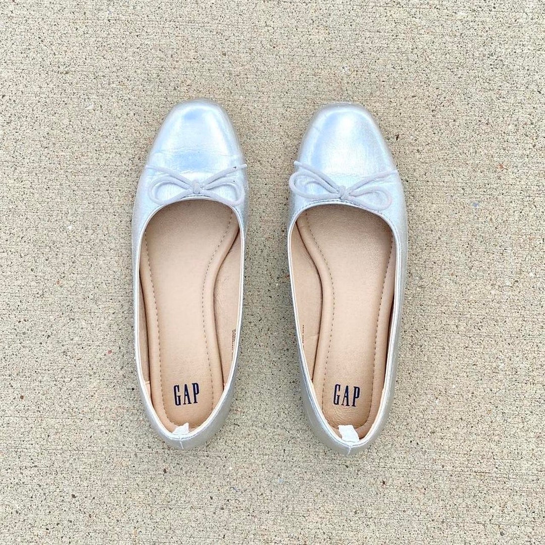 GAP Shiny Silver Ballet Flats With Bows Women's Size 8 Shoes - Etsy