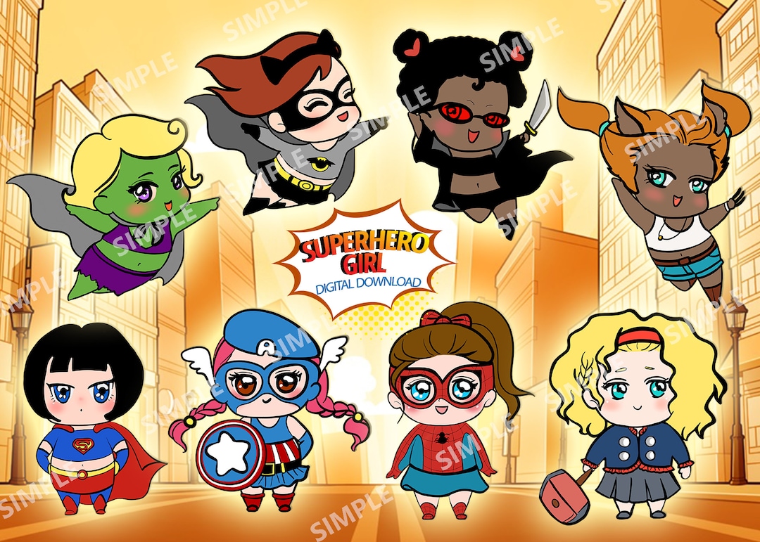 Girl Superhero Clipart, Superheroes Girl Kids Clipart, Superheroes ...