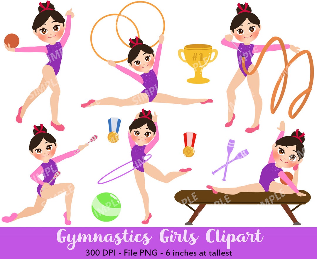 Gymnastics Digital Clipart,digital Girls Gymnastics Clip Art,gymnastic ...