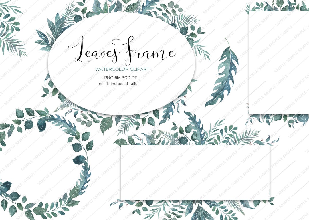 Clipart Frame Greenery,watercolor Greenery Geometric,frames Leaves Clip ...