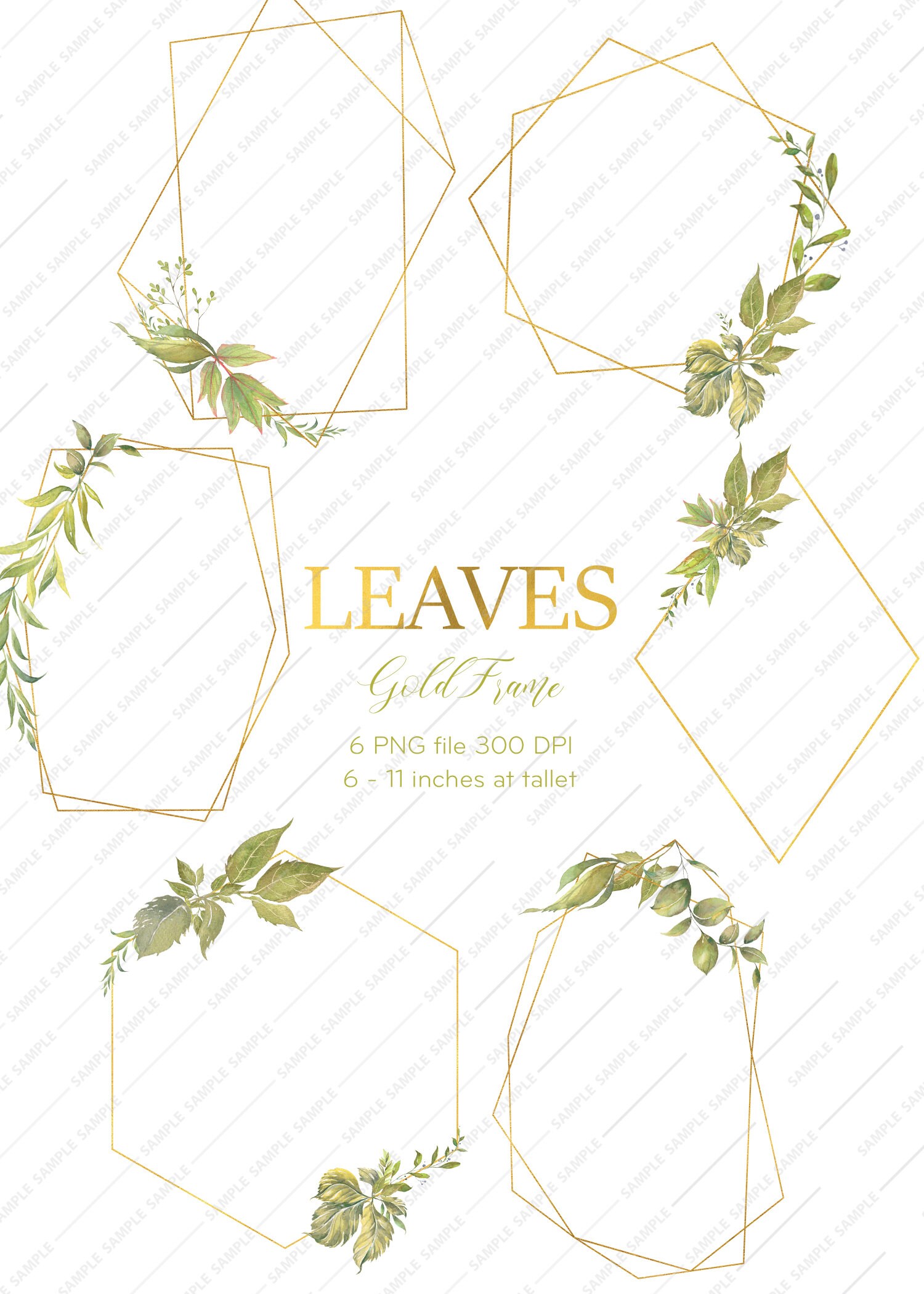 Clipart Frame Greenery,watercolor Greenery Geometric,frames Clip Art ...