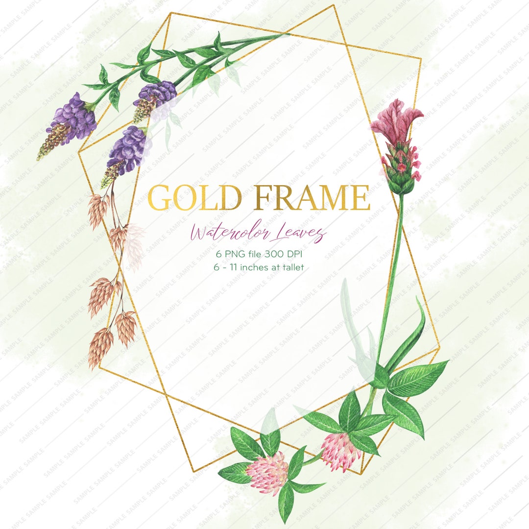 Frame Wild Flowers Clipart,watercolor Wild Flowers Geometric,frames ...