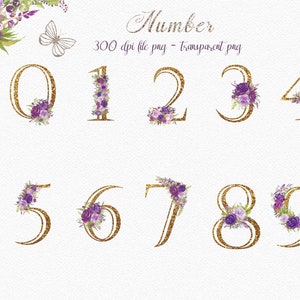 Watercolor Floral Clip Art Ultra Violet Purple Green,watercolor Flowers ...