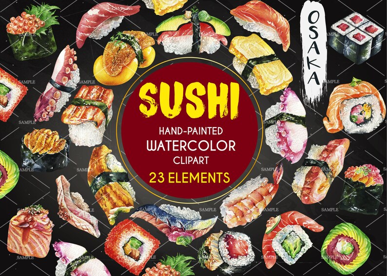 Sushi Watercolor Clipart,japanese Food,sushi Clipart Png,sushi Food ...