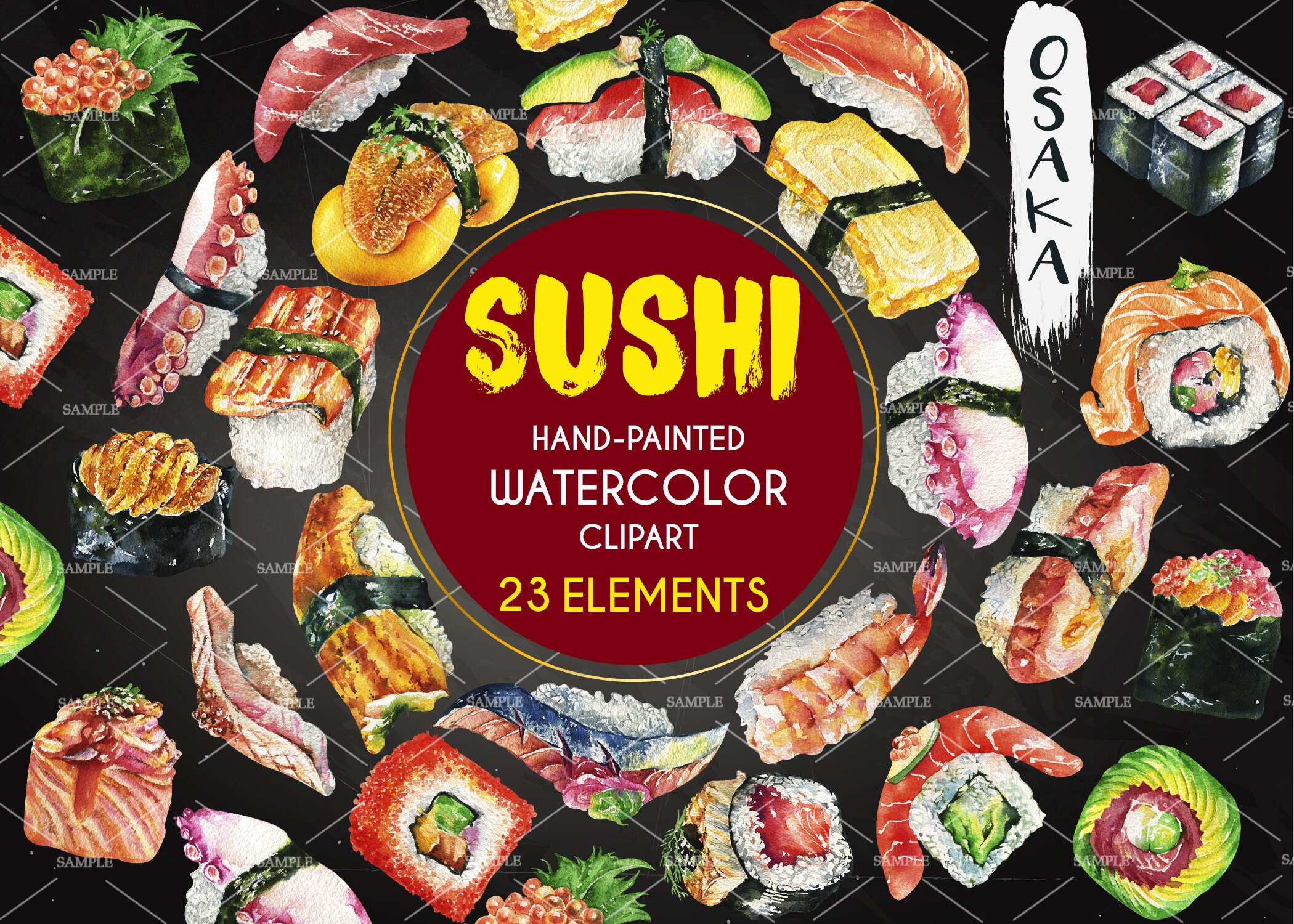 Sushi Watercolor Clipart,japanese Food,sushi Clipart Png,sushi Food ...