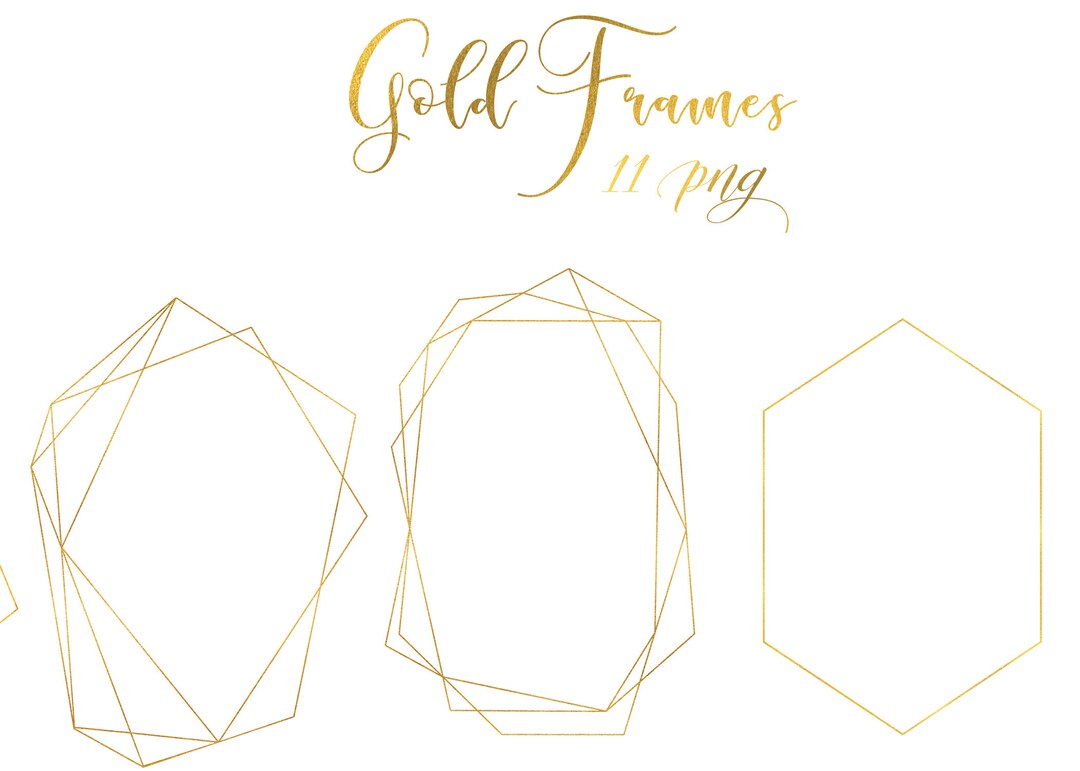 Gold Frame Clipart,golden Frames Png,geometric Polygon Wreath Clip Art ...