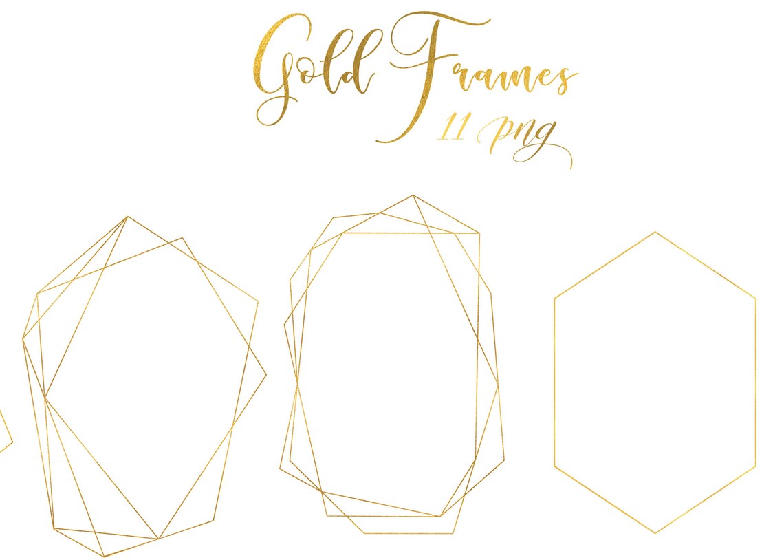 Gold Frame Clipart,golden Frames Png,geometric Polygon Wreath Clip Art ...