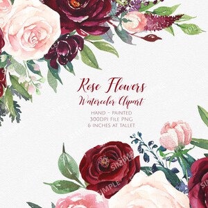 Marsala Flower Clipart,marsala Watercolor Flowers,boho Bordo Watercolor ...