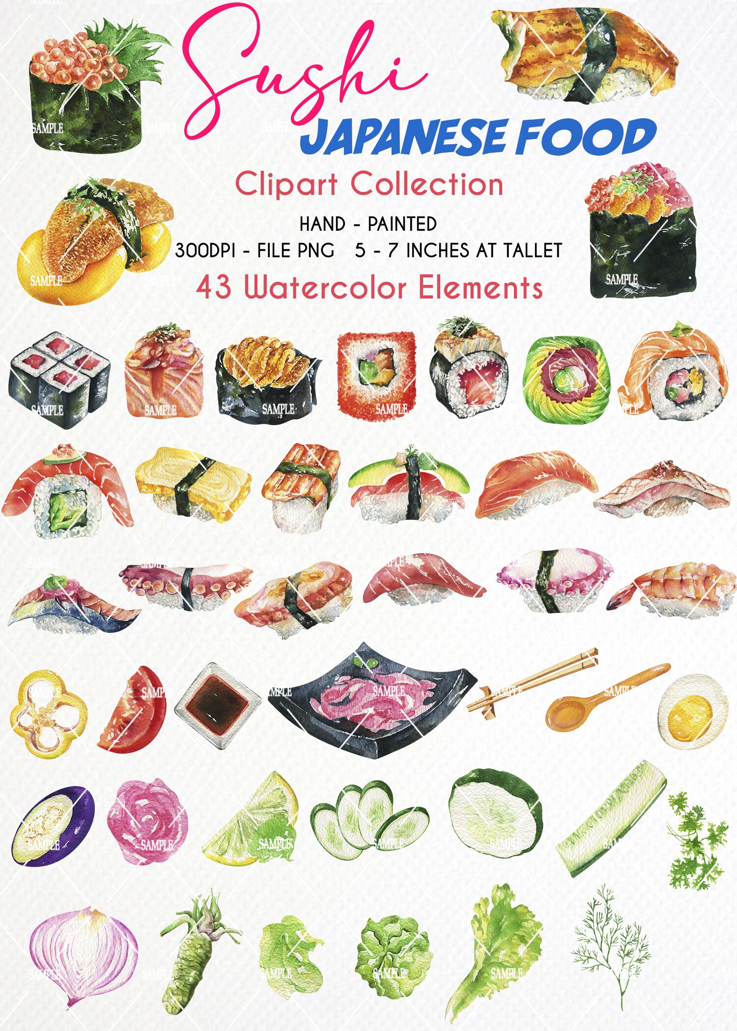 Sushi Watercolor Clipart,japanese Food,sushi Clipart Png,sushi Food ...
