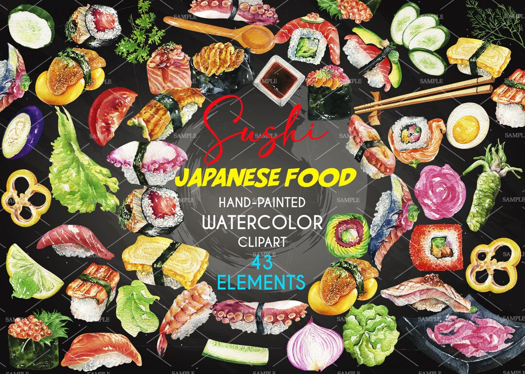 Sushi Watercolor Clipart,japanese Food,sushi Clipart Png,sushi Food ...