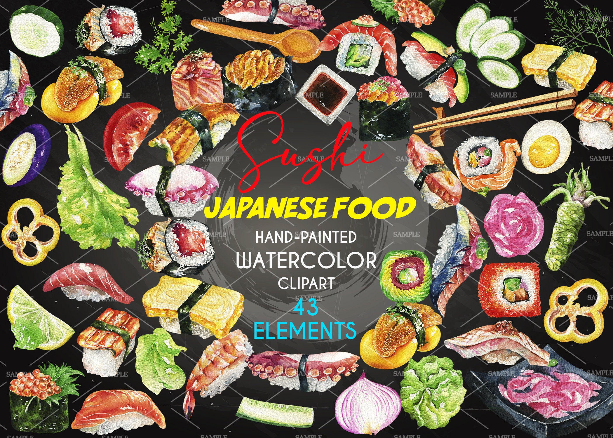 Sushi Watercolor Clipart,japanese Food,sushi Clipart Png,sushi Food ...