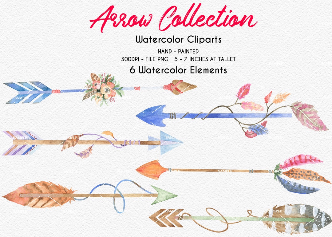 Watercolor Boho Arrows,flower Bouquets Boho Arrows,tribal Arrows ...