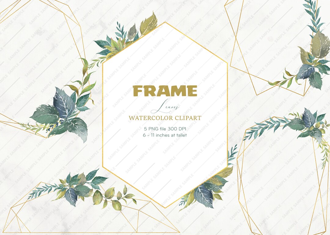 Clipart Frame Greenery,watercolor Greenery Geometric,frames Clip Art ...