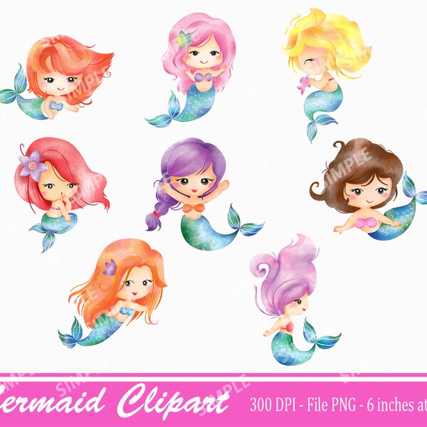 Mermaid Clip Art - Etsy