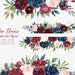 Marsala Flower Clipart,marsala Navy Watercolor Flowers,boho Bordo ...