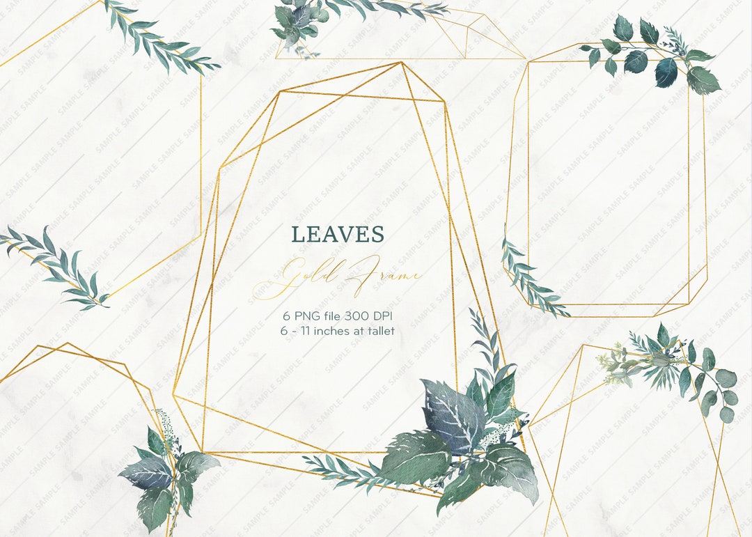 Clipart Frame Greenery,watercolor Greenery Geometric,frames Clip Art ...