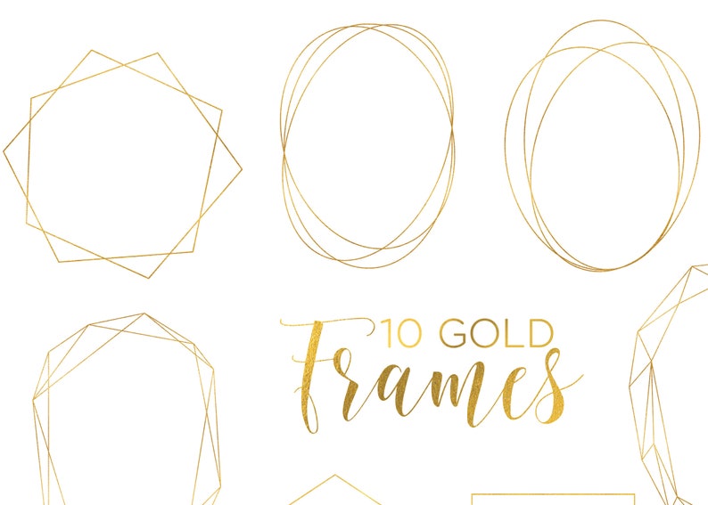 Gold Frame Clipart,golden Frames Png,geometric Polygon Wreath Clip Art ...