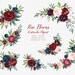 Marsala Flower Clipart,marsala Navy Watercolor Flowers,boho Bordo ...