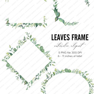 Clipart Frame Greenery,watercolor Greenery Geometric,frames Leaves Clip ...