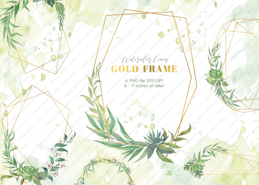 Clipart Frame Greenery,watercolor Greenery Geometric,frames Clip Art ...