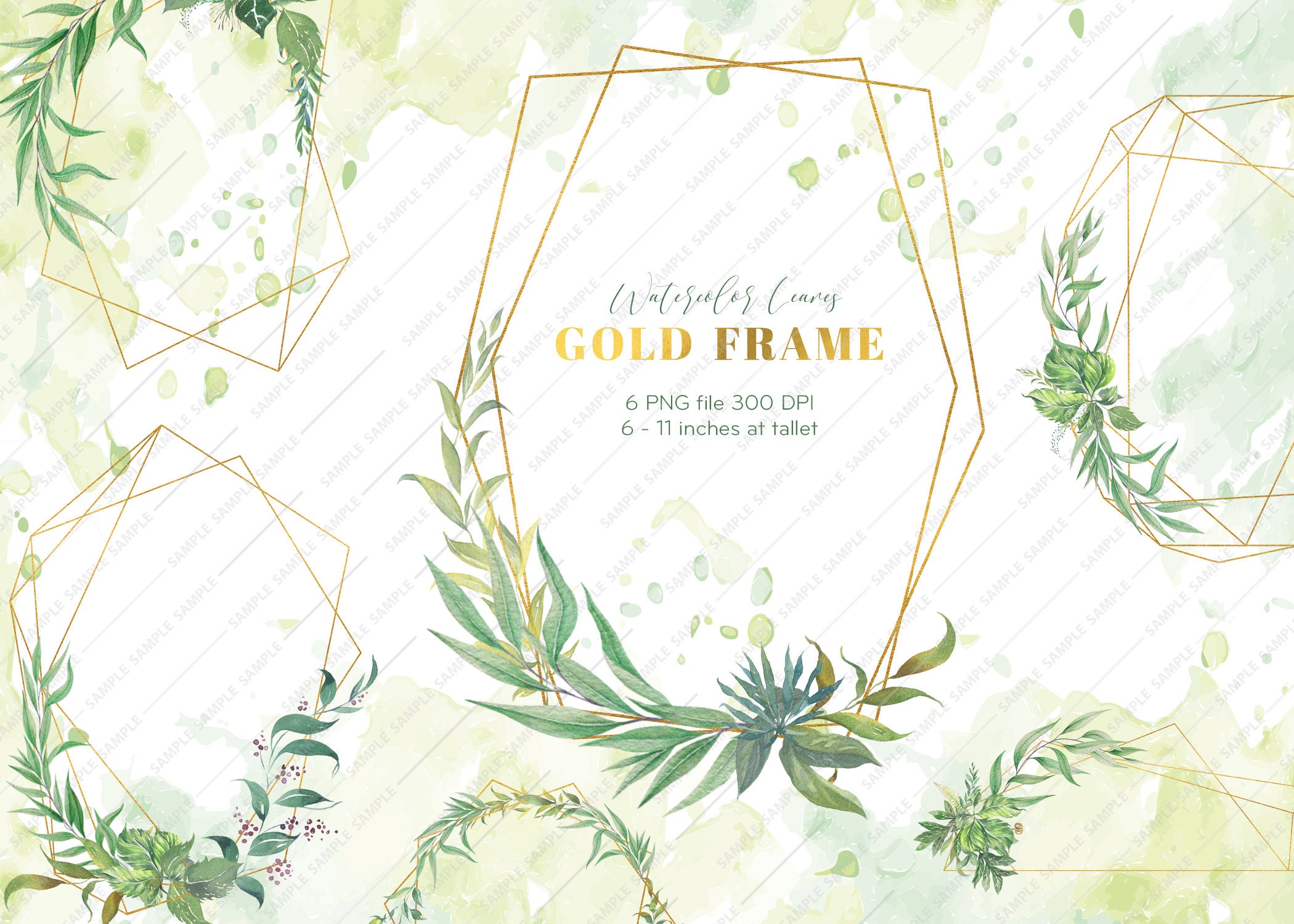 Clipart Frame Greenery,watercolor Greenery Geometric,frames Clip Art ...