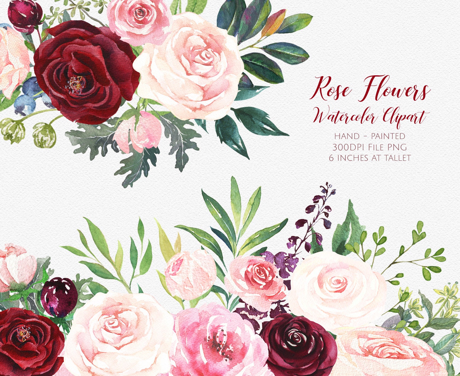 Marsala Flower Clipart,marsala Watercolor Flowers,boho Bordo Watercolor ...