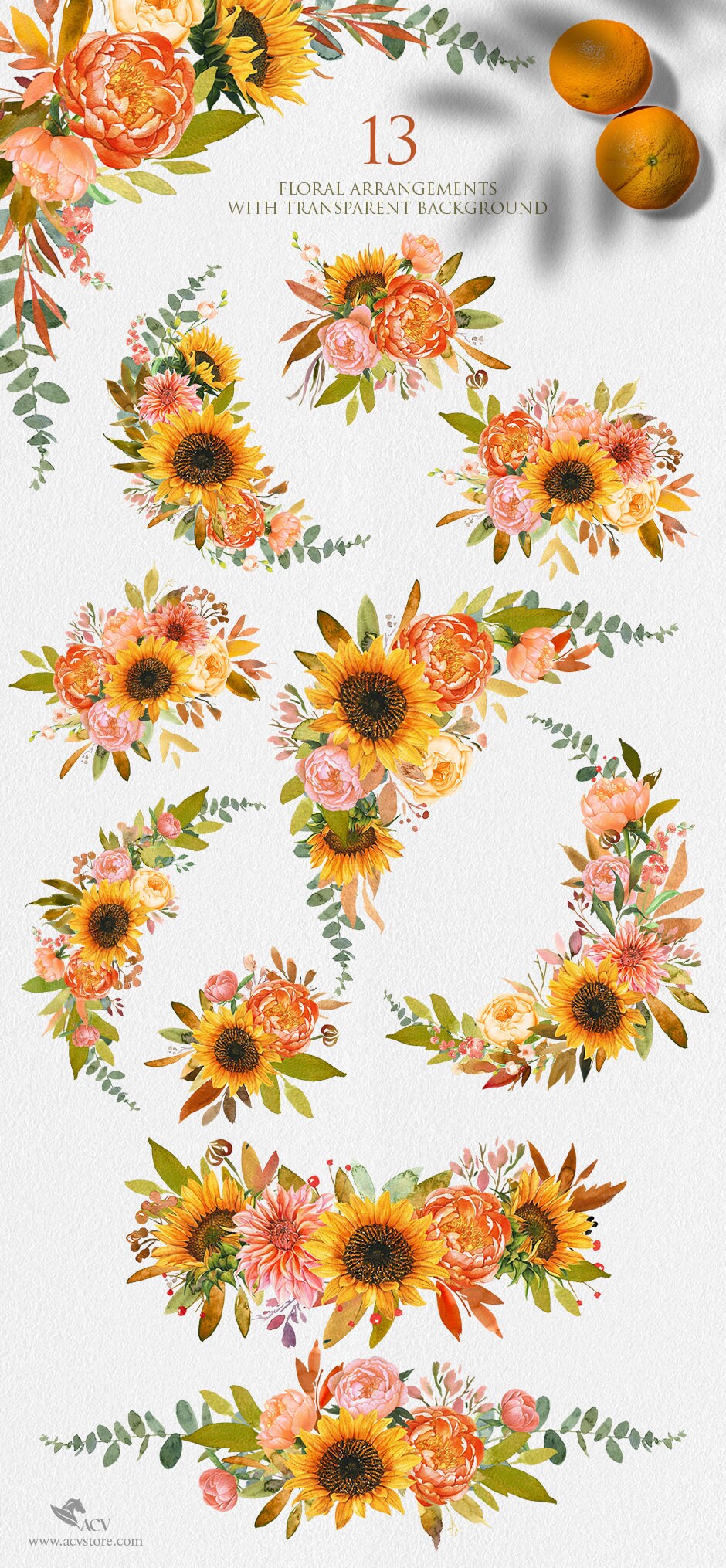 Watercolor Autumn Flower Clipart,wreaths Fall Clipart,boutique Autumn ...