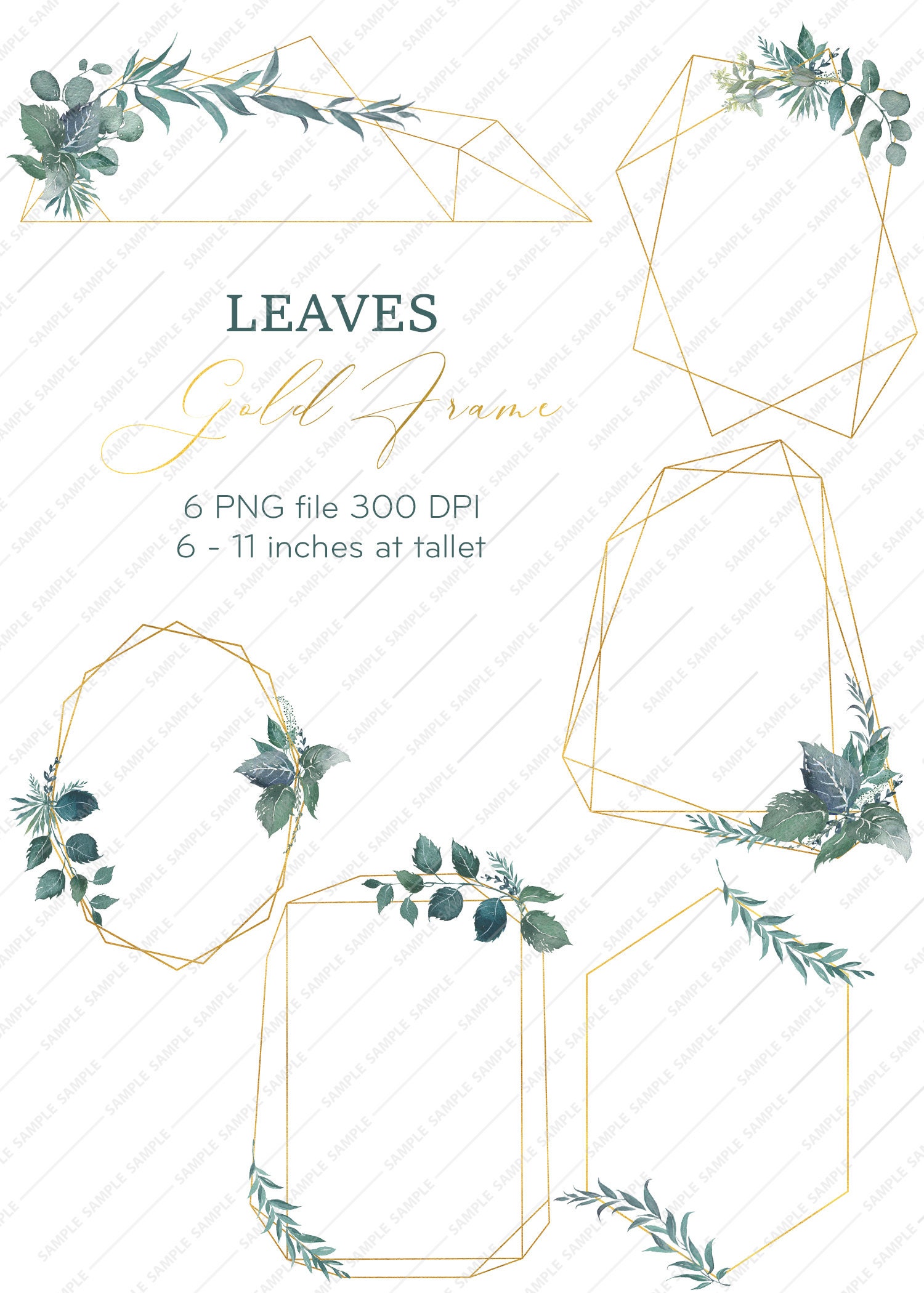 Clipart Frame Greenery,watercolor Greenery Geometric,frames Clip Art ...